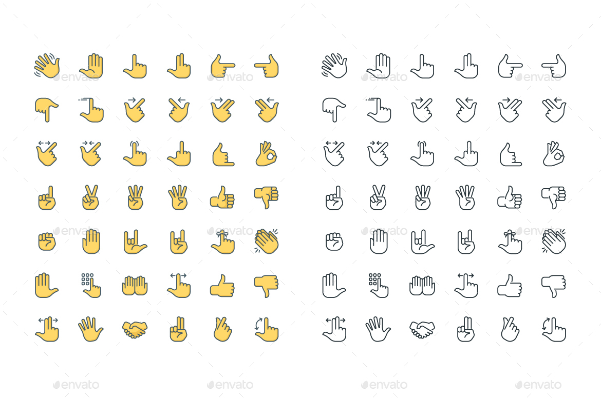 Hand Gestures Icons, Icons | GraphicRiver